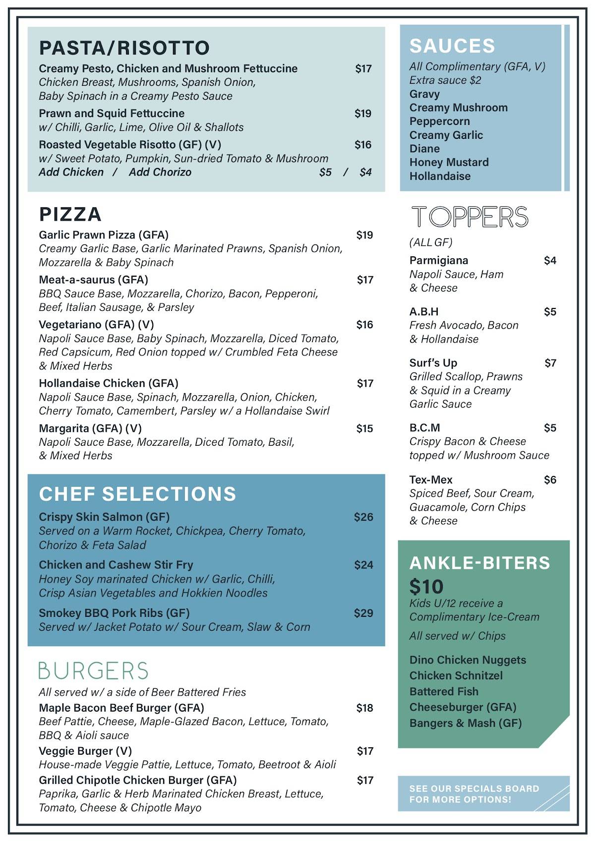 Menu at Lakeside Village Tavern restaurant, Raymond Terrace, 74 ...