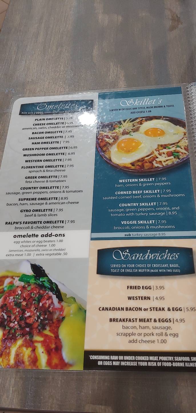 Menu at Ralph’s Corner Diner restaurant, Lansdale