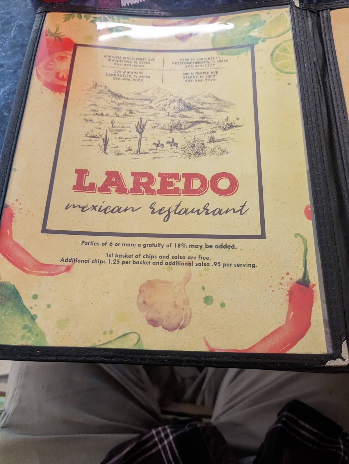 Menu at Laredo Mexican Restaurant, Lake Butler