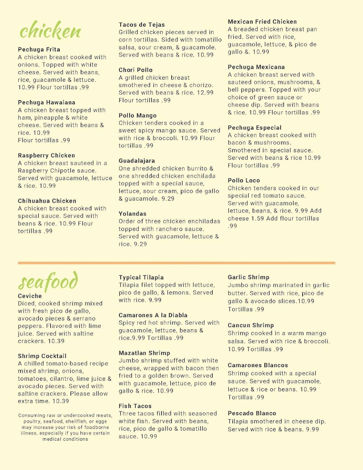 Menu at Las Lomas Restaurante Mexicano, Dyersburg