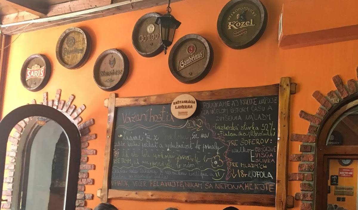 Menu at Laverna Reštaurácia restaurant, Ružomberok