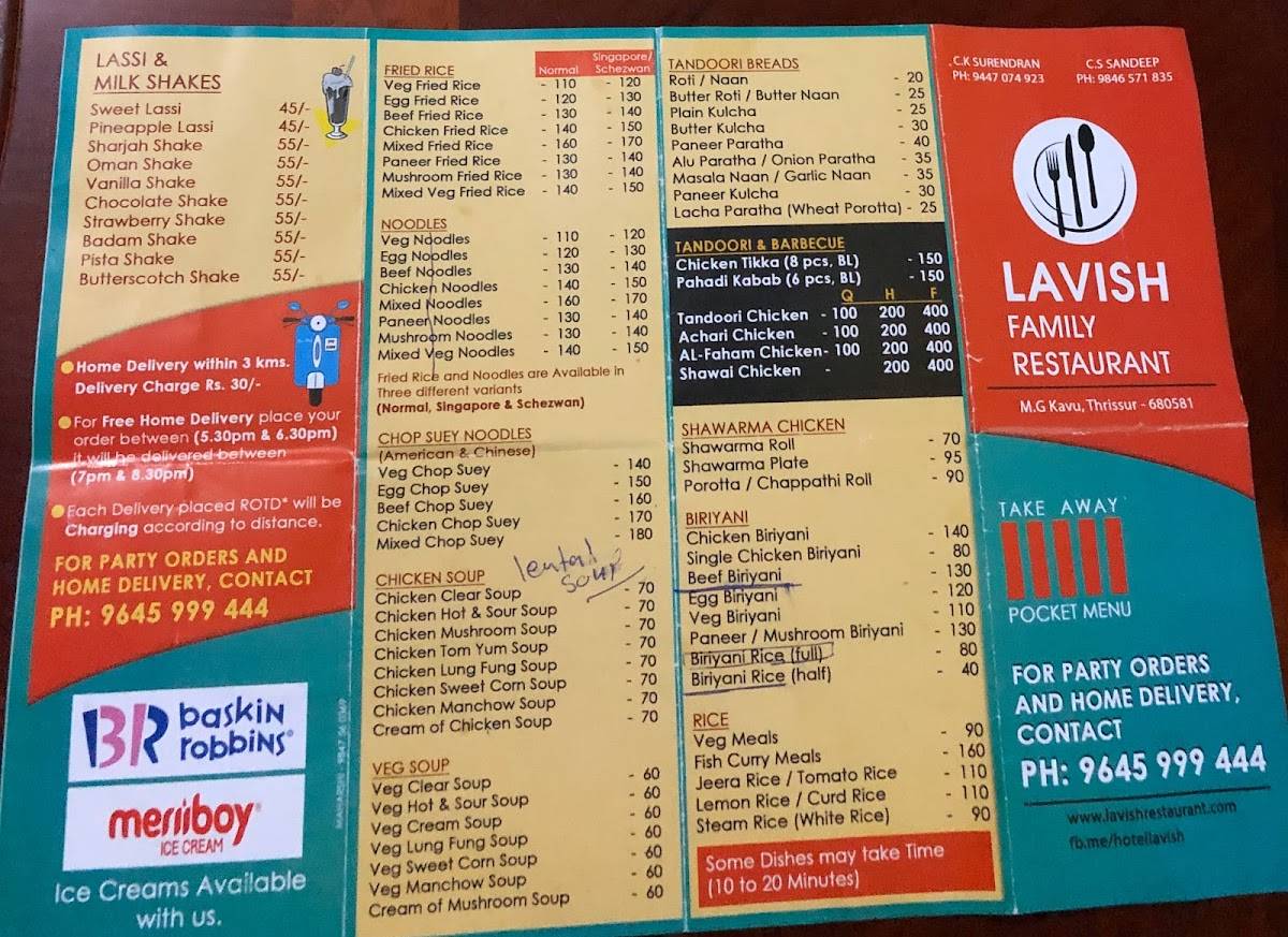 Menu at Lavish Family Restaurant, Thrissur