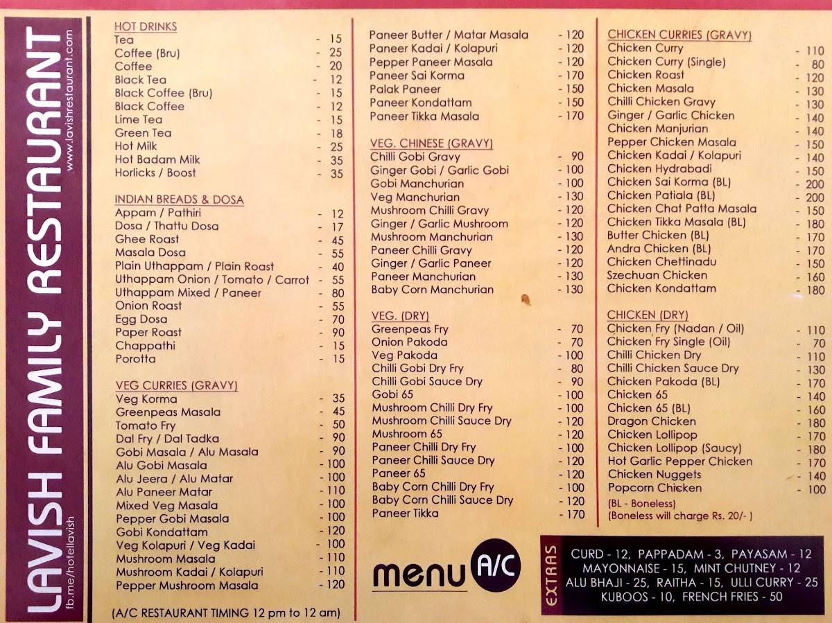 Menu at Lavish Family Restaurant, Thrissur