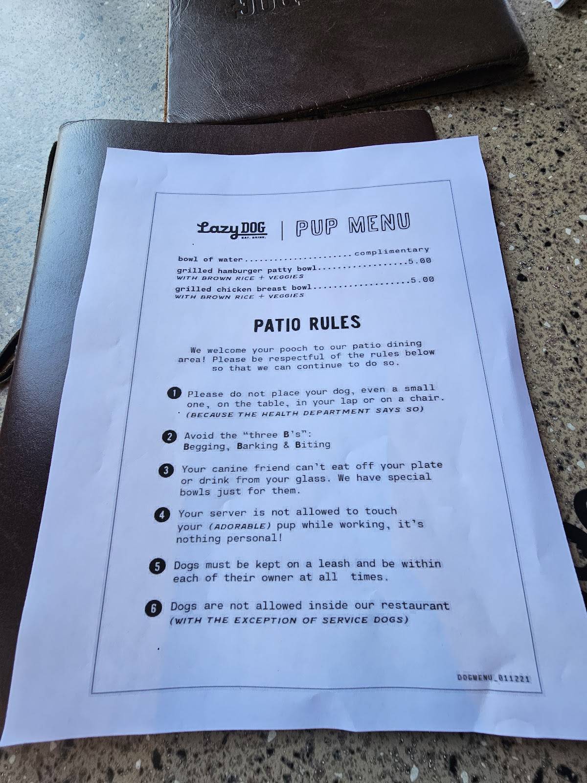 Menu at Lazy Dog Restaurant & Bar, Oak Brook