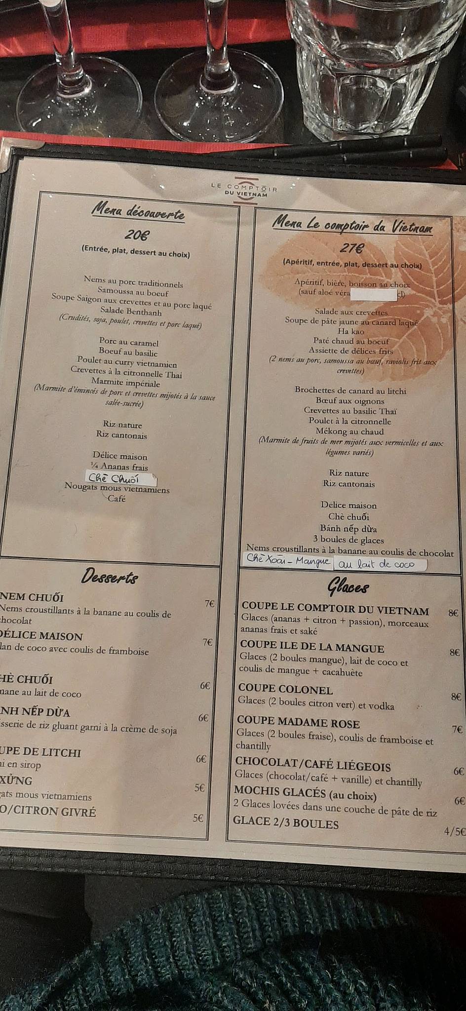 Menu au Le Comptoir du Vietnam restaurant, Libourne