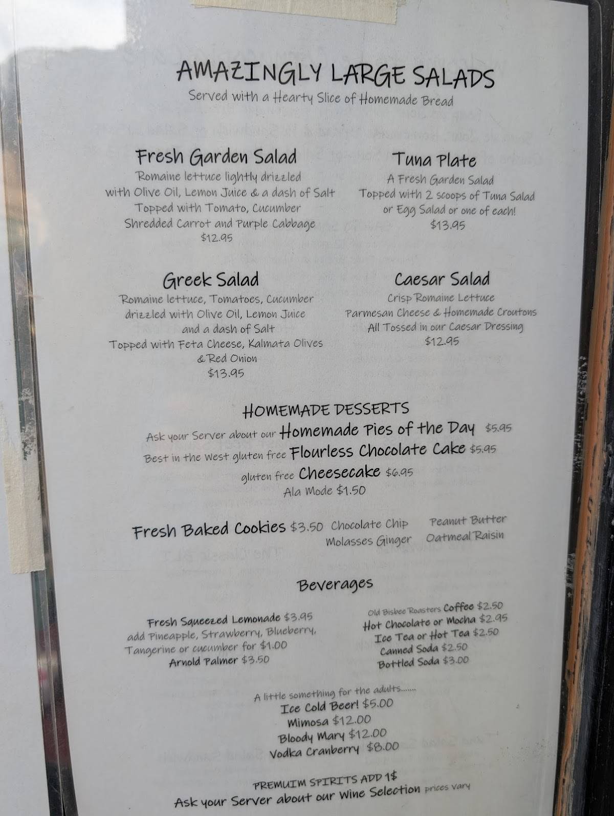 Menu at Le Cornucopia Café cafe, Bisbee