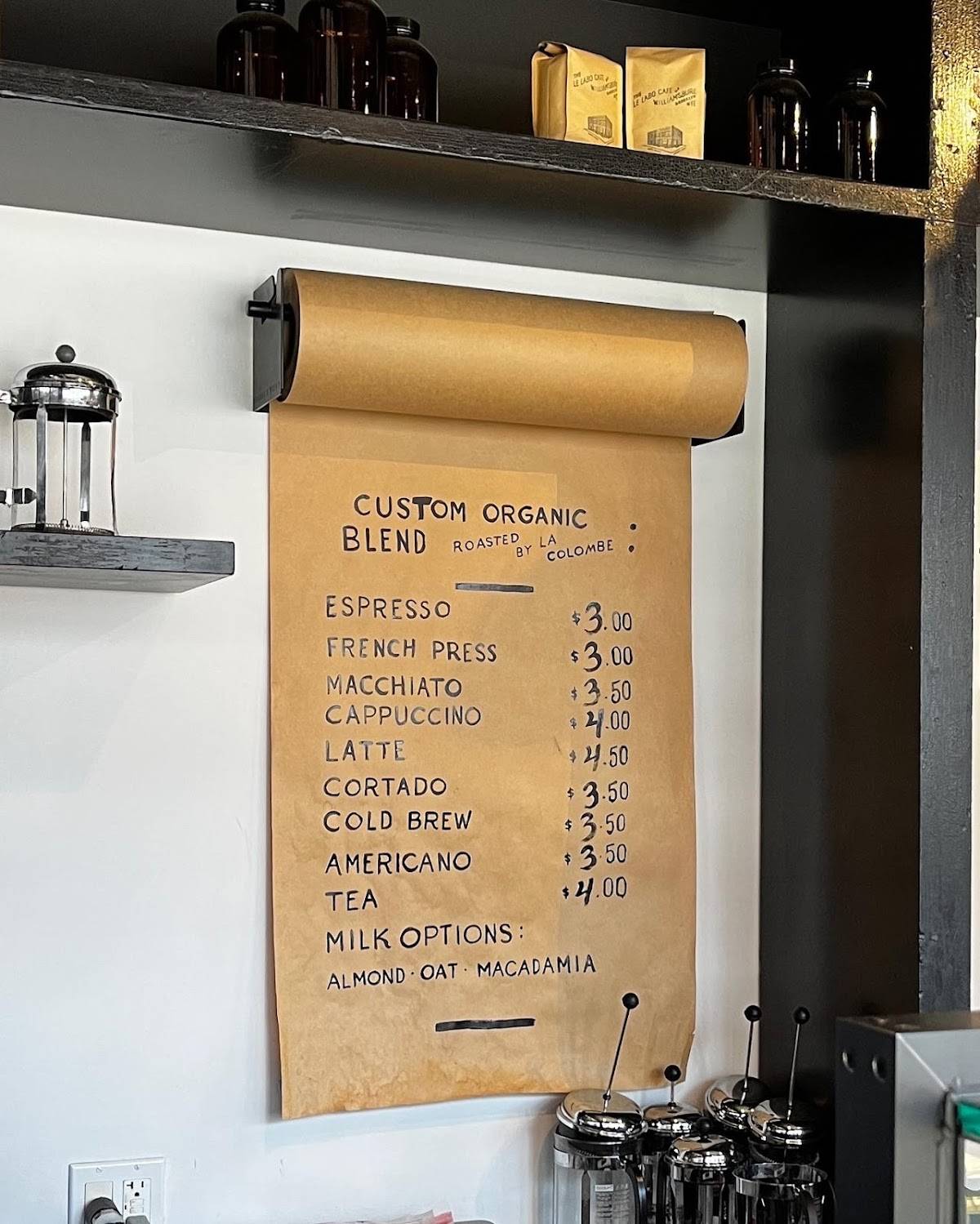 Carta de Le Labo Cafe, Nueva York