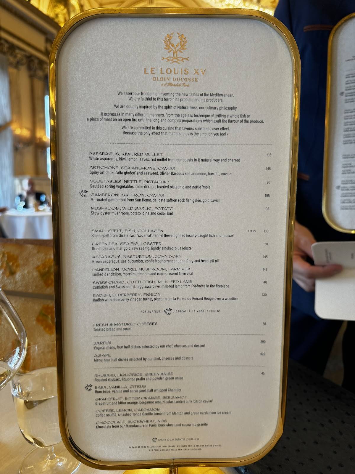 Menu au Le Louis XV - Alain Ducasse à l'Hôtel de Paris restaurant ...