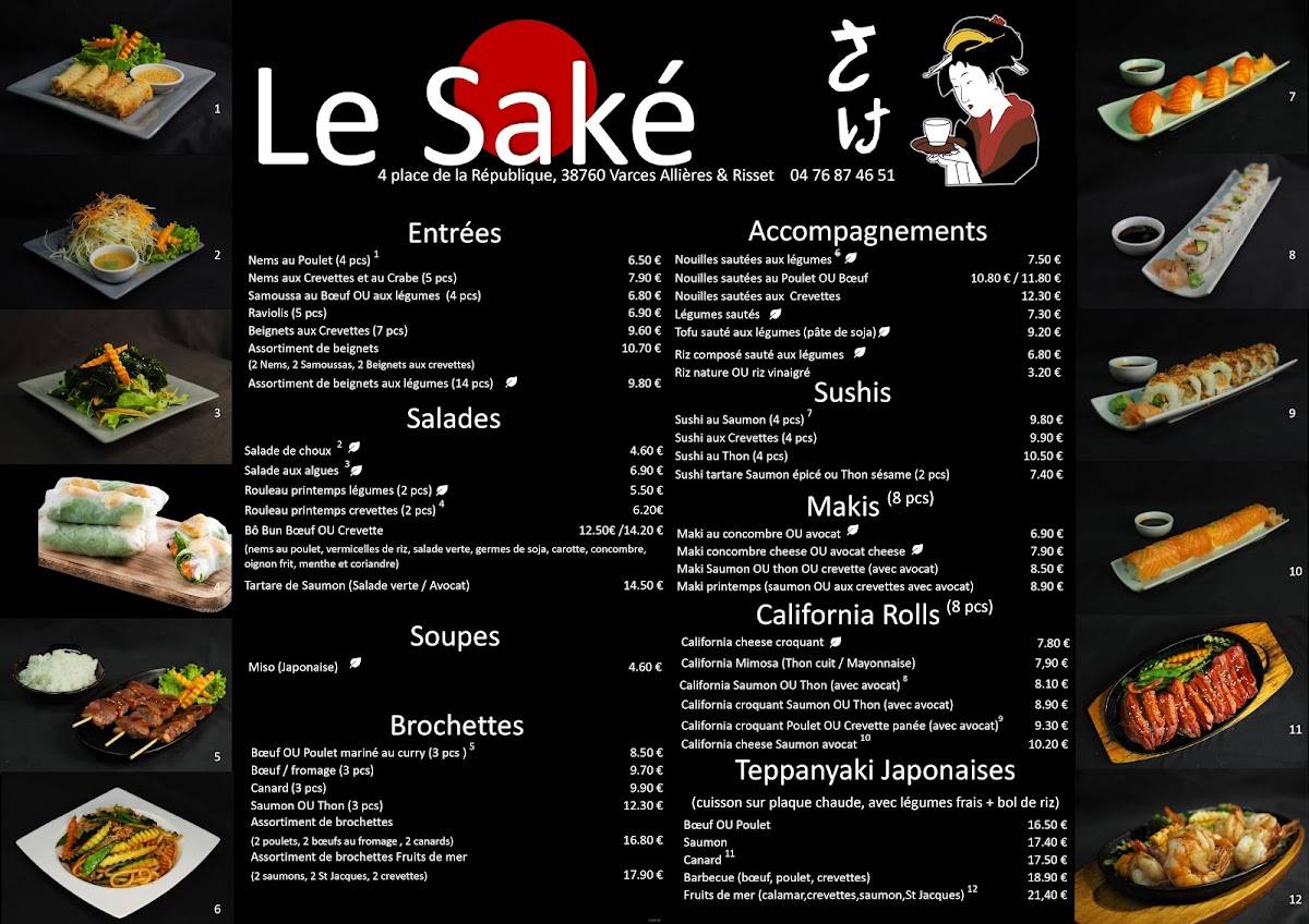 Menu au Le Saké restaurant, Varces-Allières-et-Risset