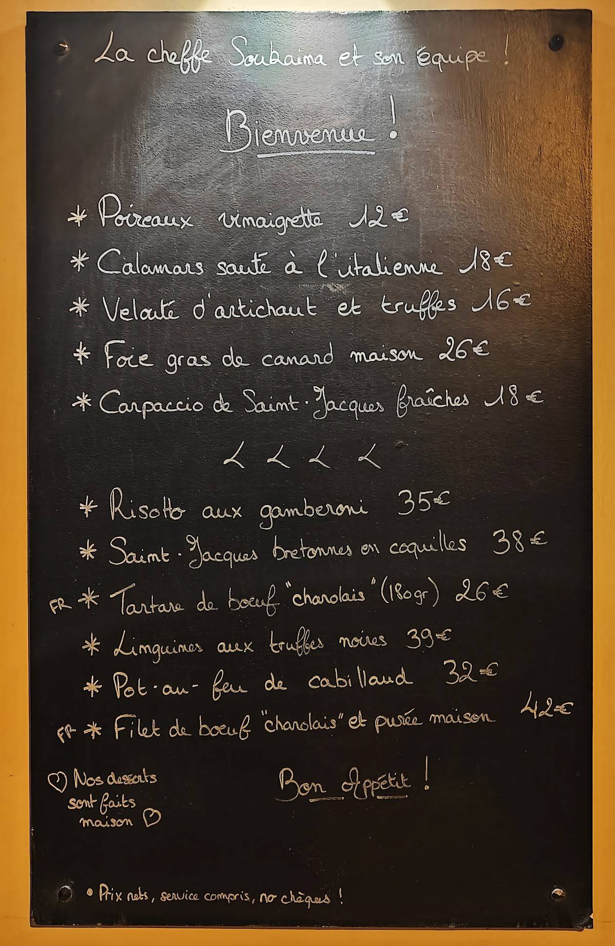 Menu at Le Séjour restaurant, Nice, 11 Rue Grimaldi