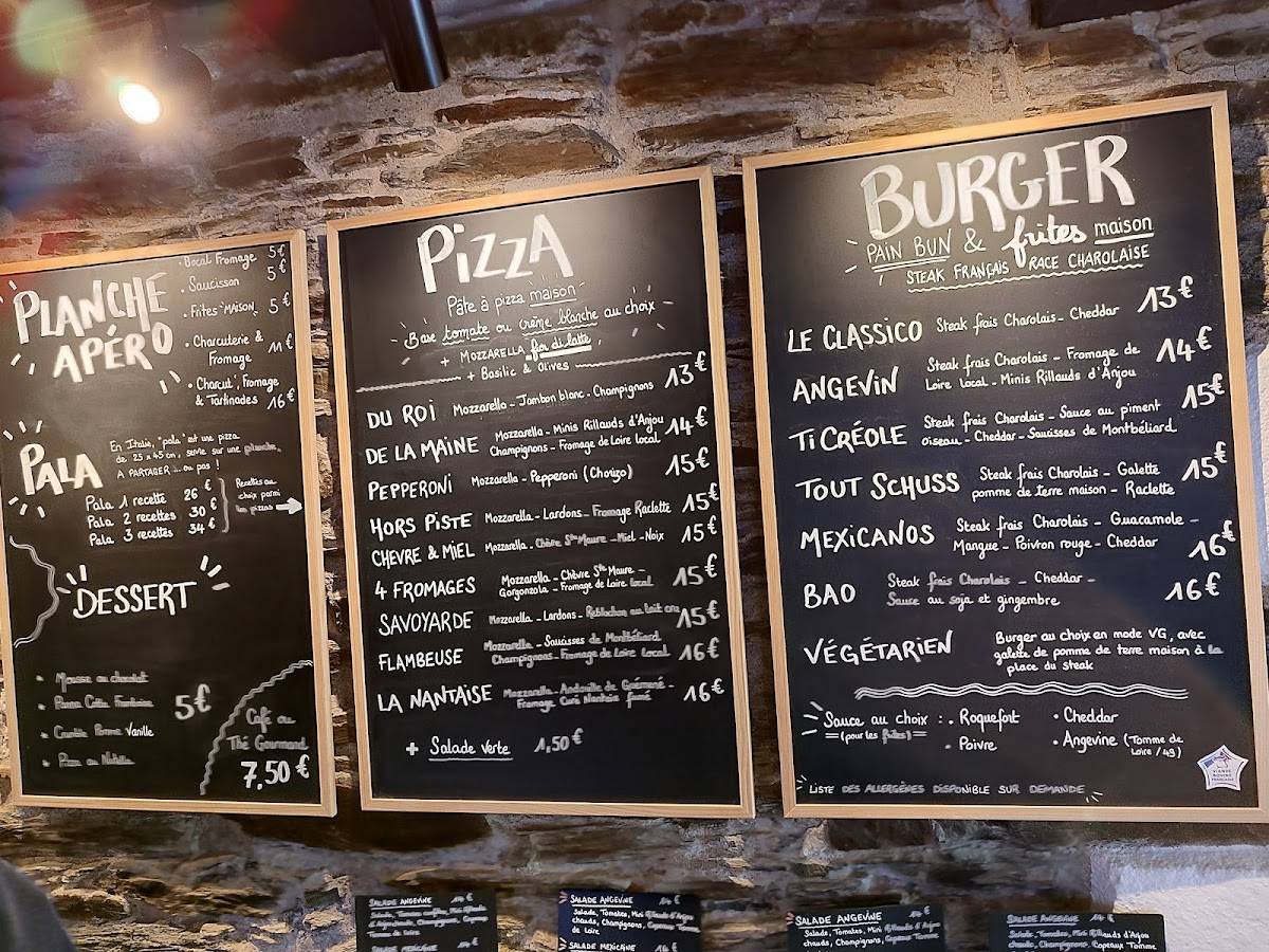 Menu au Le Tam's pub et bar, Angers