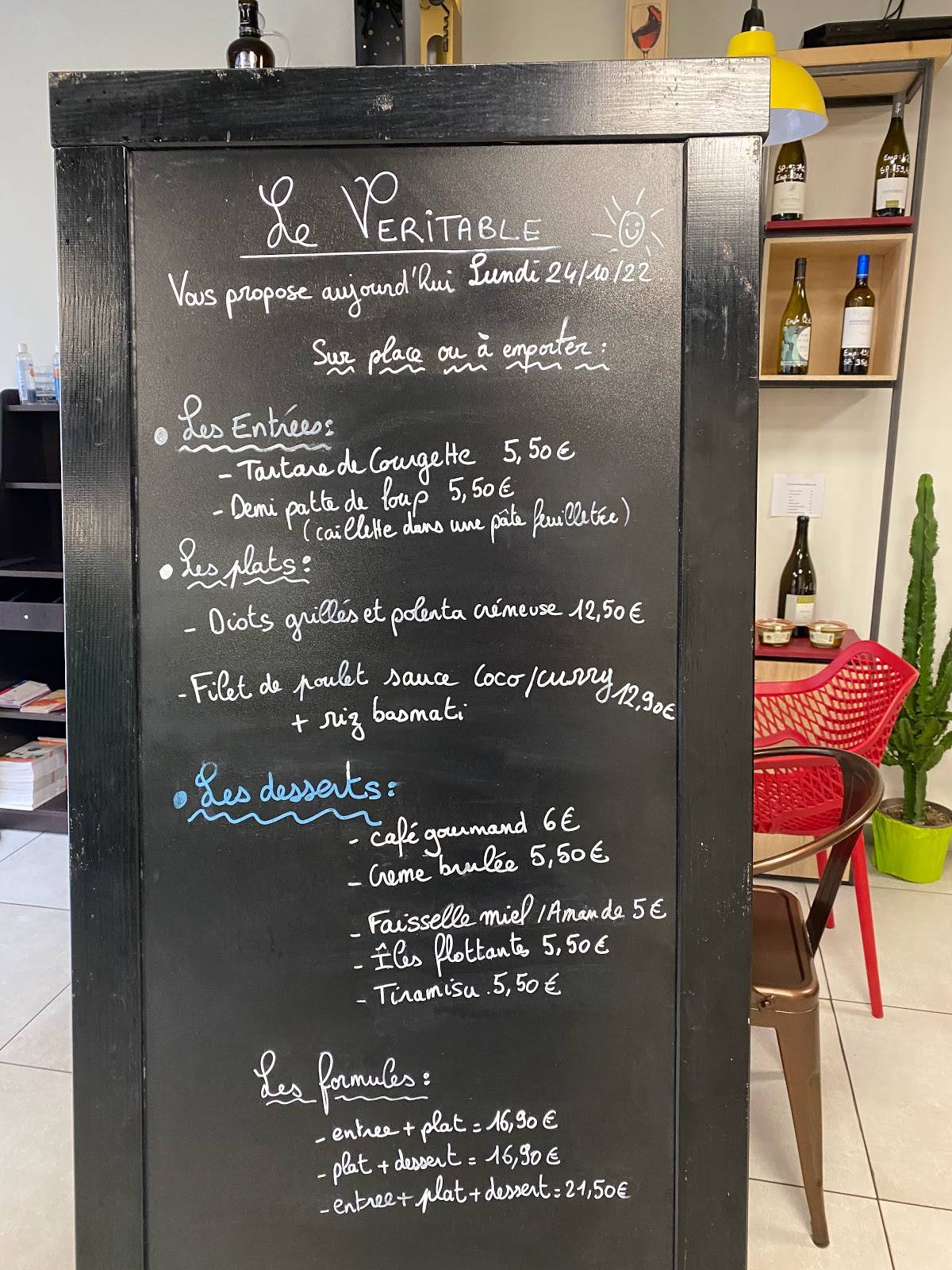 Menu au Le Véritable restaurant, Grenoble