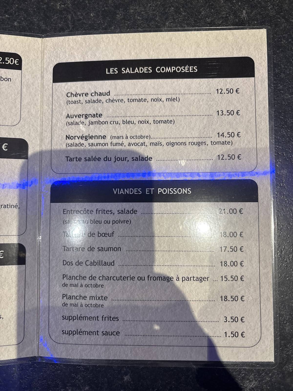 Menu au Le Victor Hugo restaurant, Cusset