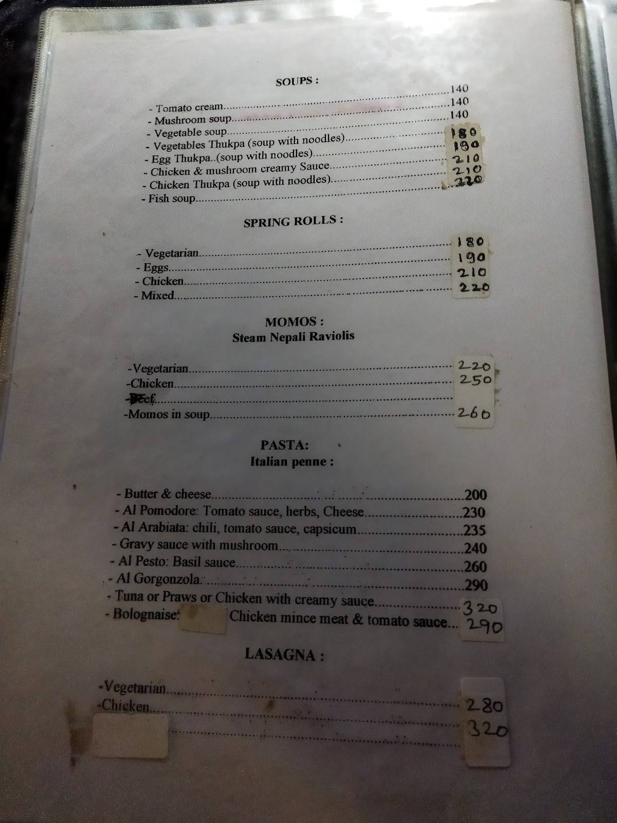 Menu at Le Yogi Restaurant, Mahabalipuram