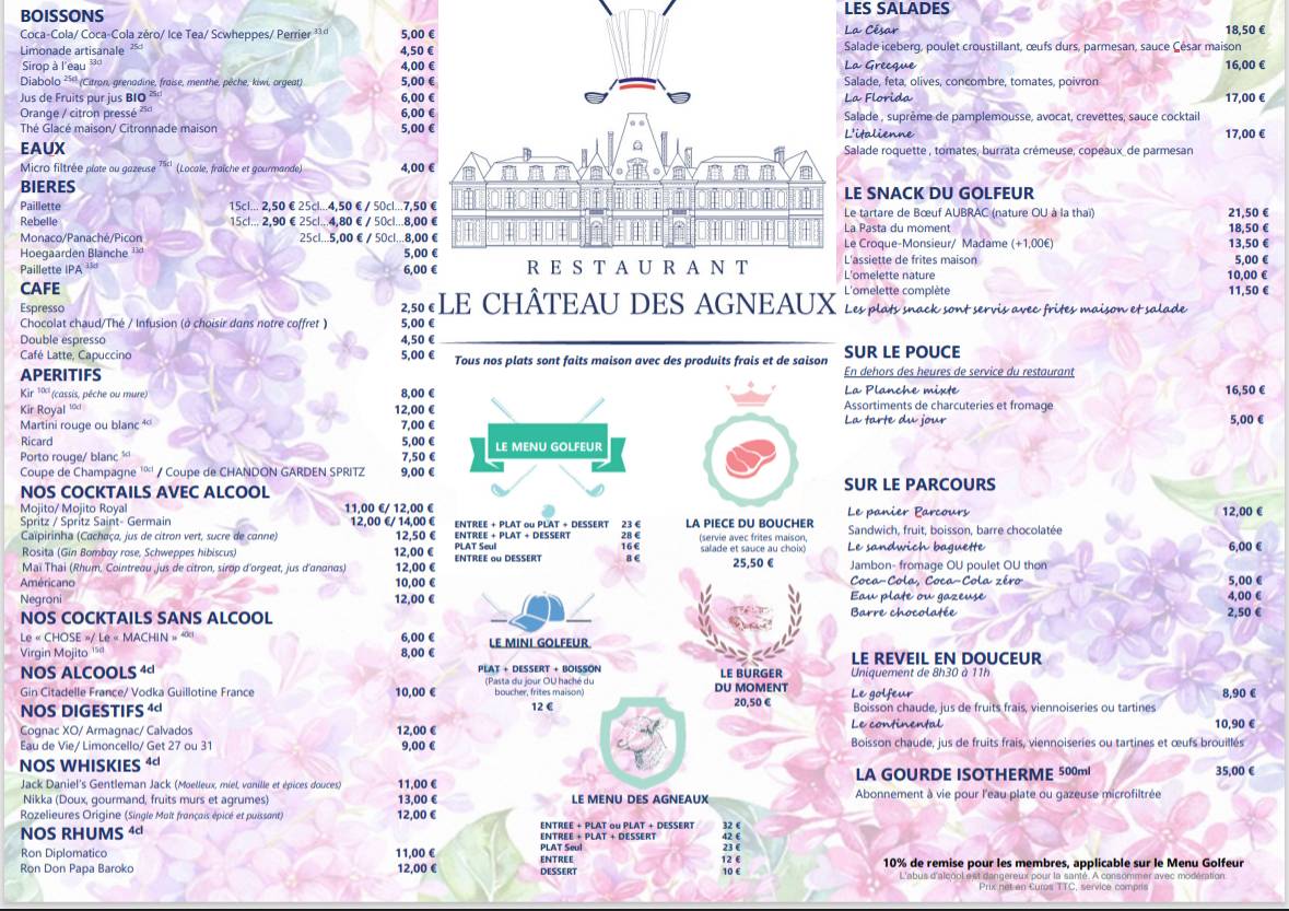 Menu au Le Château des agneaux restaurant, Ozoir-la-Ferrière