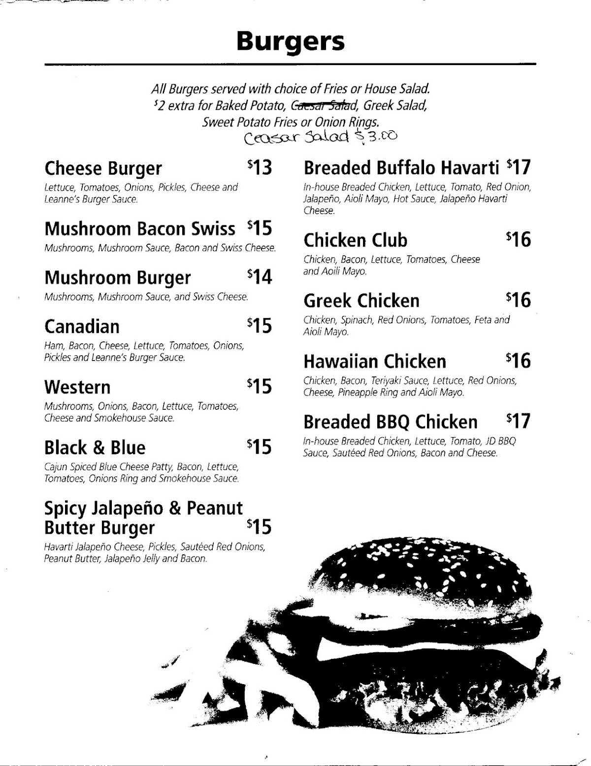 Menu at Leanne's Bar & Grill, Millet