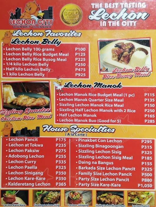 Carta del restaurante Lechon House, Muntinlupa, 3/F Ayala Malls South Park