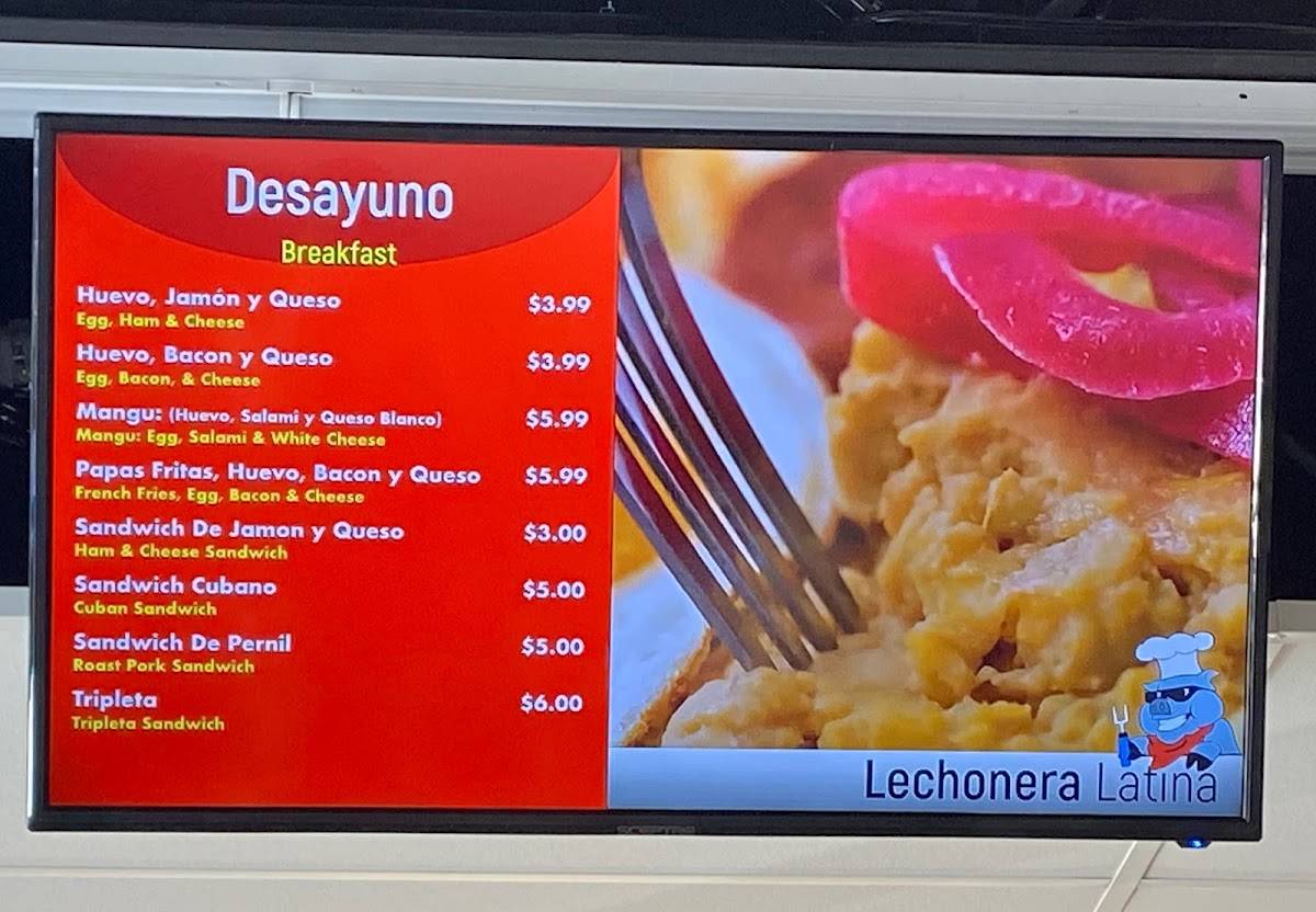Menu at Lechonera Latina restaurant, Apopka