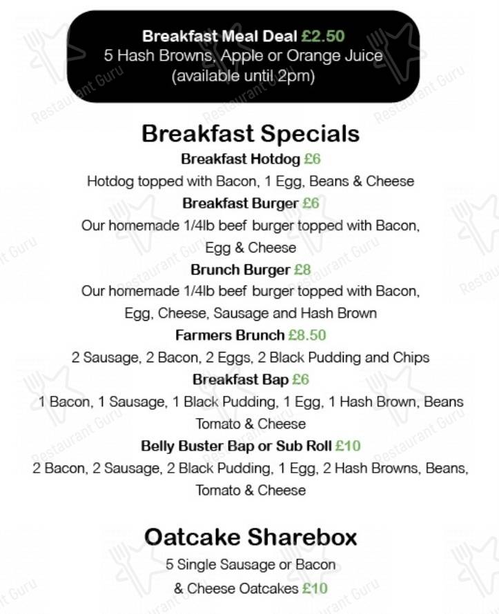 Menu at Mill St Kitchen cafe, Leek