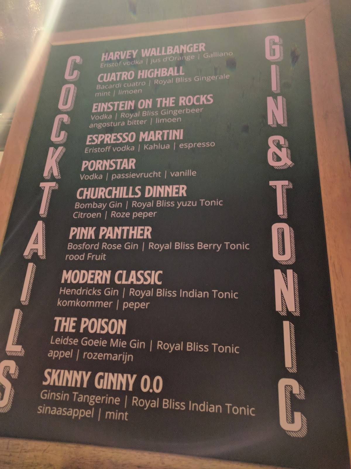 Menu at Einstein Leiden, Leiden