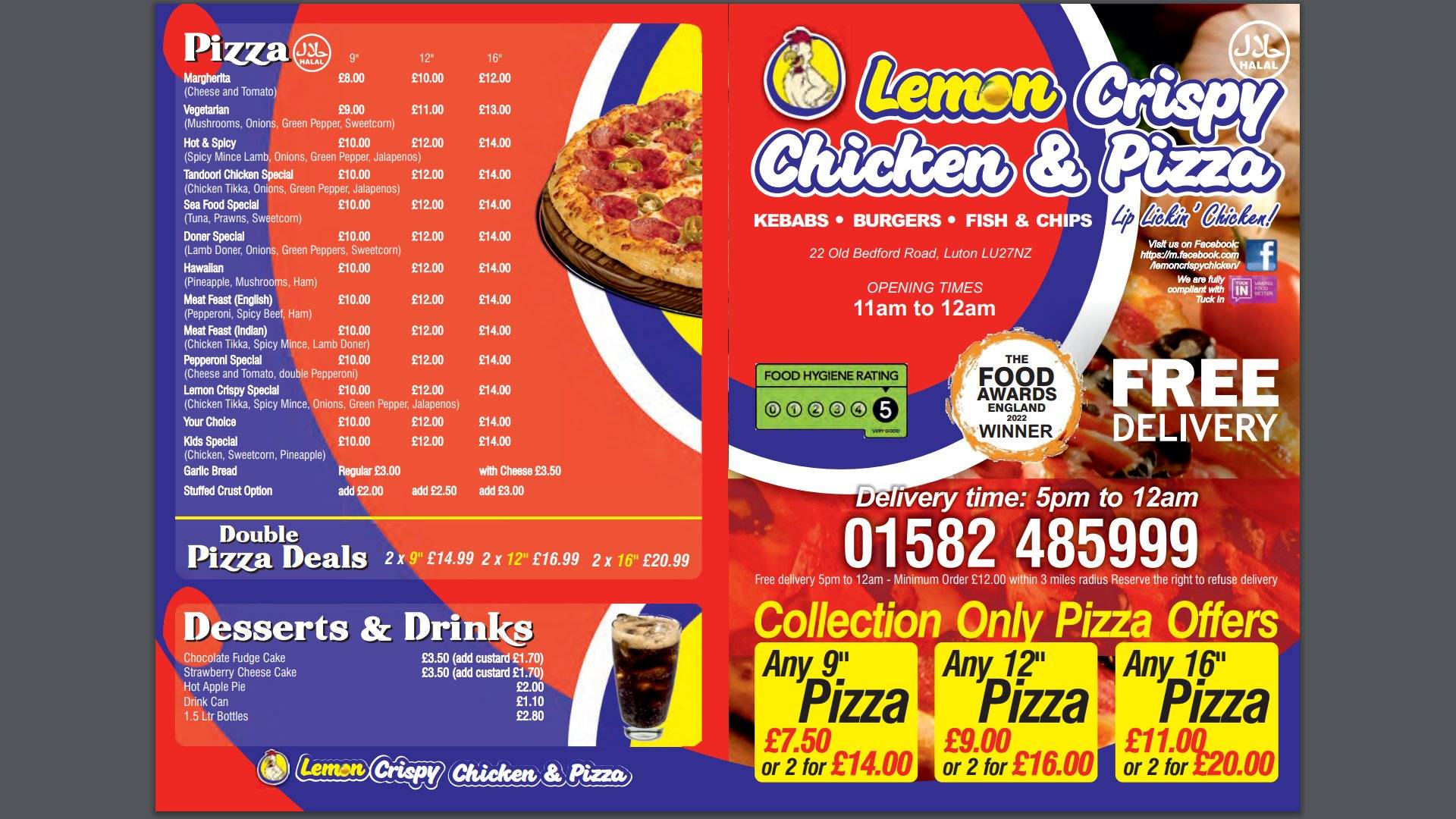 Menu at Lemon Crispy Chicken restaurant, Luton