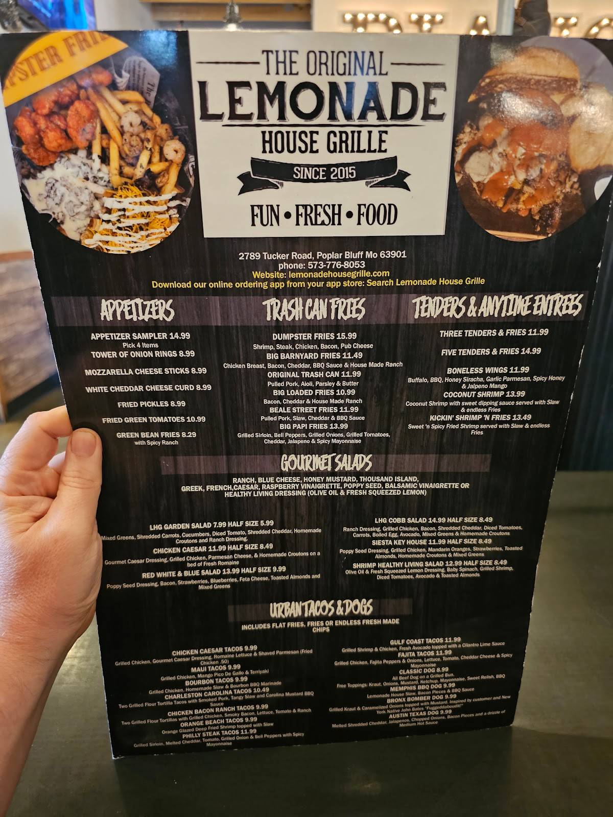 Menu at Lemonade House Grille restaurant, Poplar Bluff