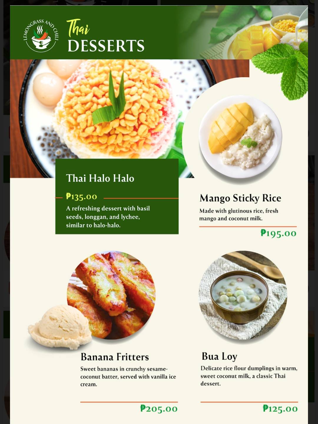 Menu at Lemongrass and Chili Thai-Viet Restaurant, Iloilo City