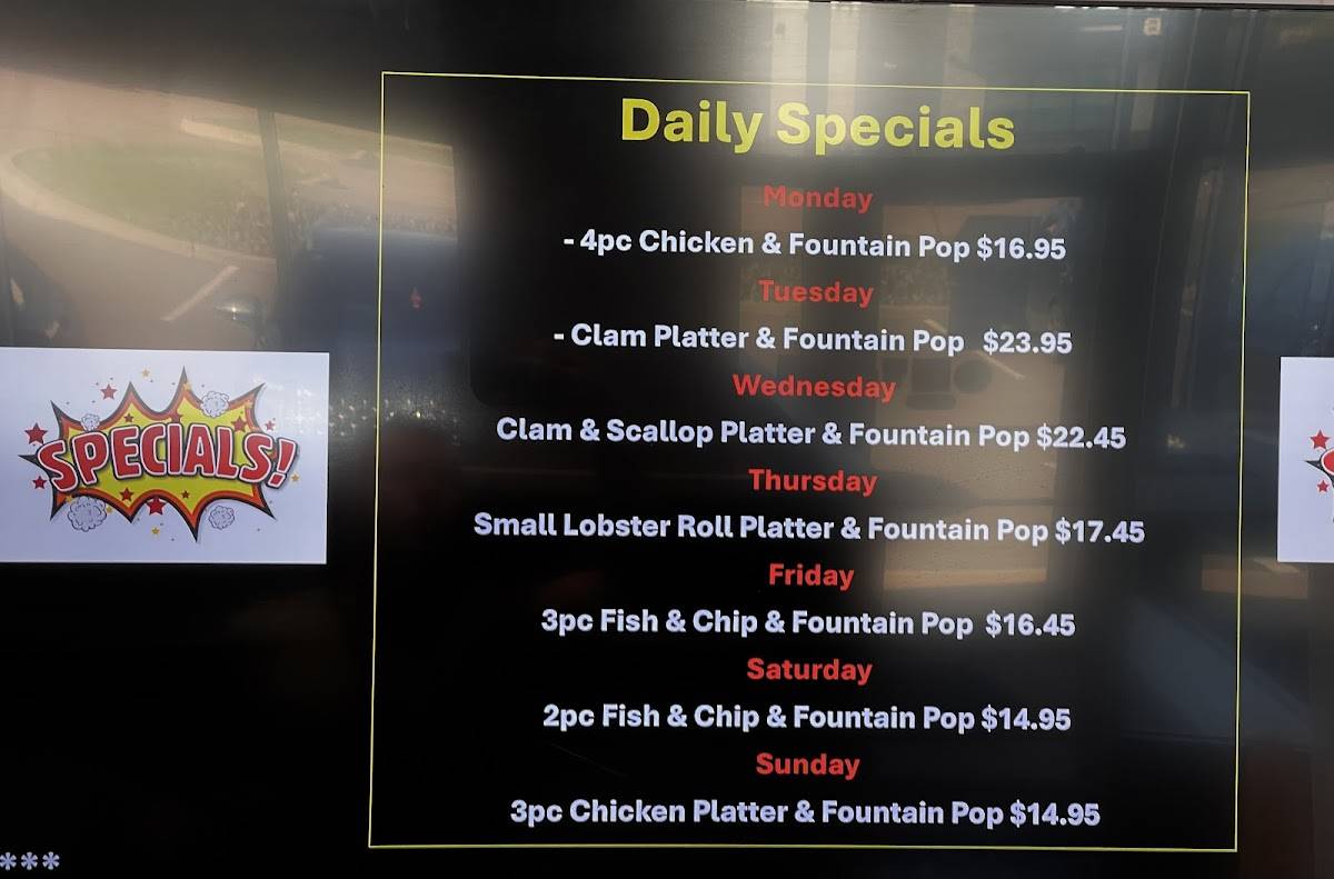 Menu at Lenny's Takeout Moncton restaurant, Moncton