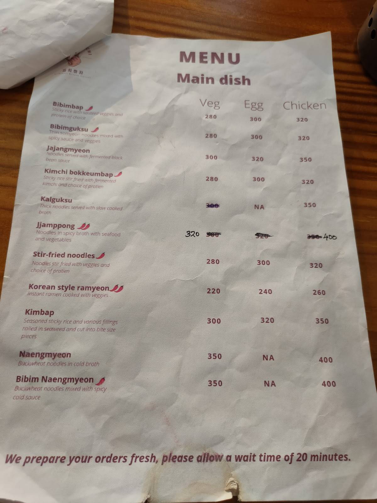 Menu at Let's Kimchi, Kochi