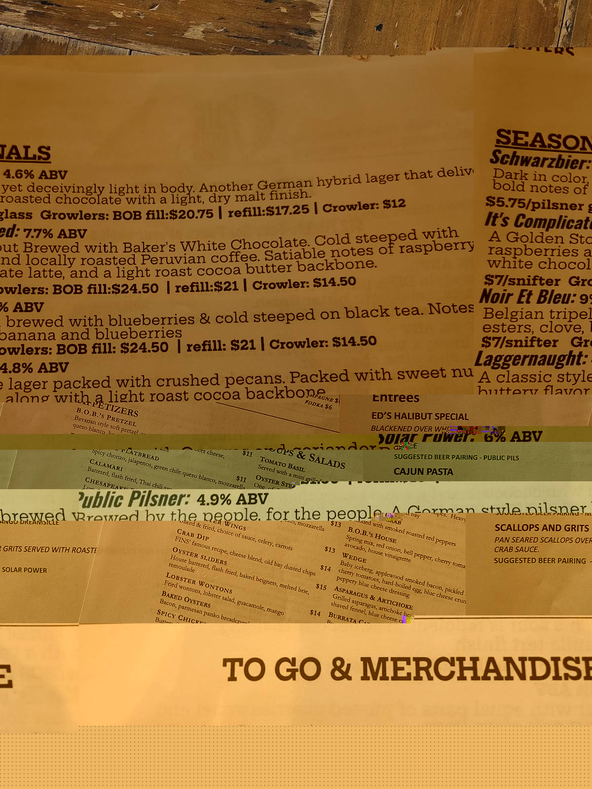 Menu at Big Oyster Brewery pub & bar, Lewes