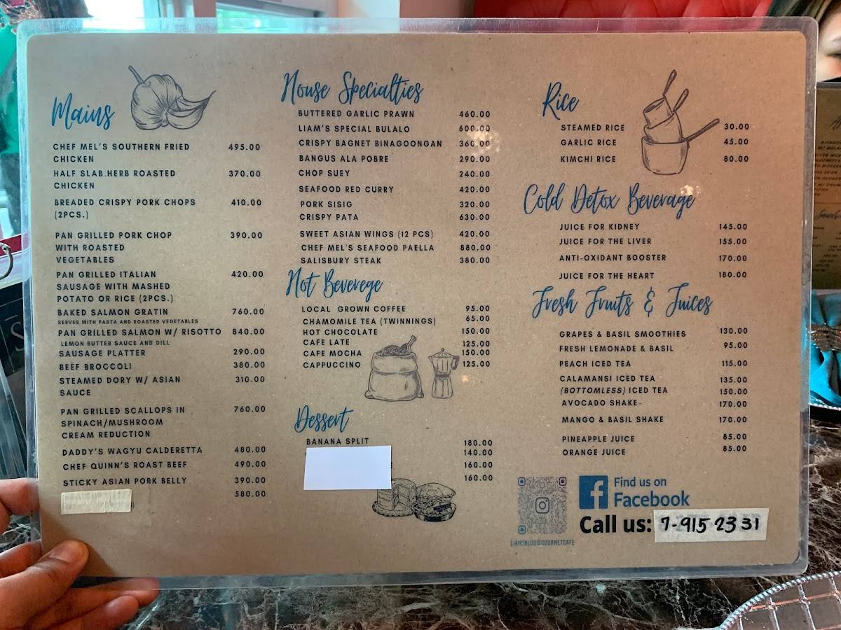 Menu at Liam’s & Louis Gourmet Cafe, Quezon City