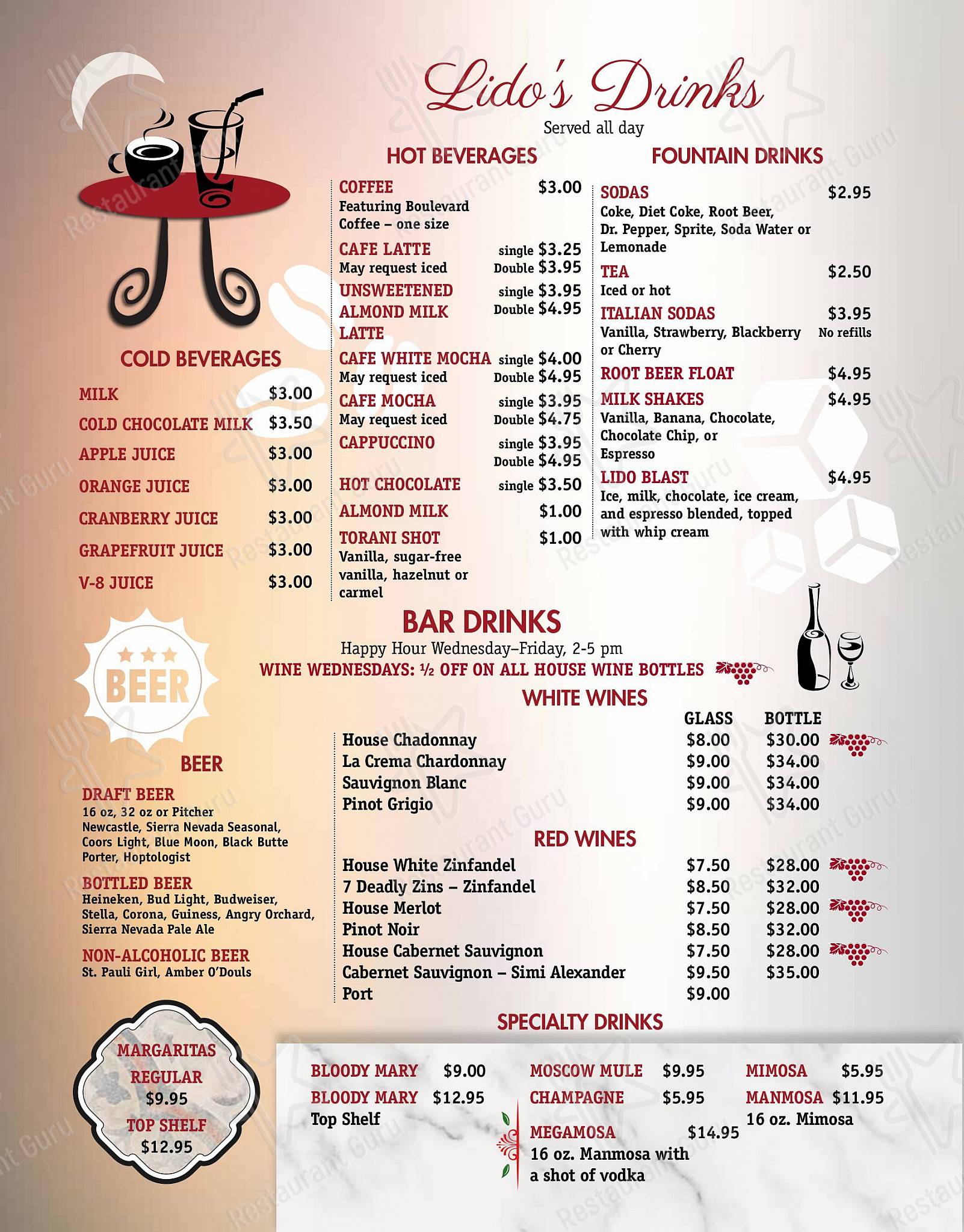 Menu at Lido Café and Bakery, Carmichael, Fair Oaks Blvd