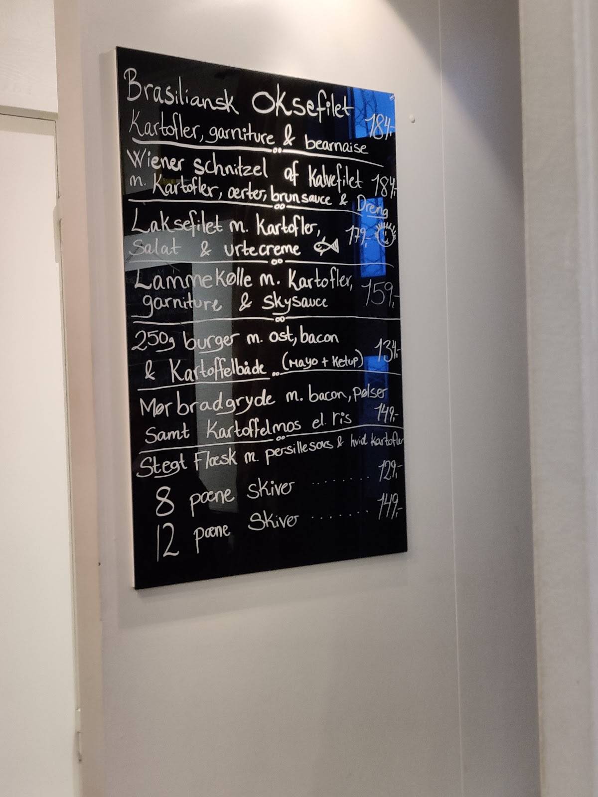 Menu at Lille Kongelund restaurant, Dragør, Kongelundsvej 535