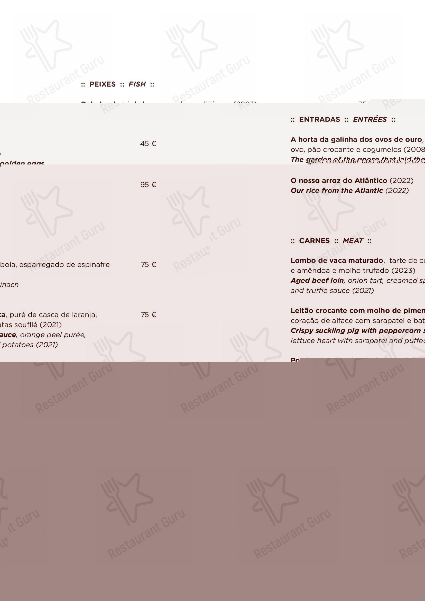 Menu at Belcanto restaurant, Lisbon, R. Serpa Pinto 10A