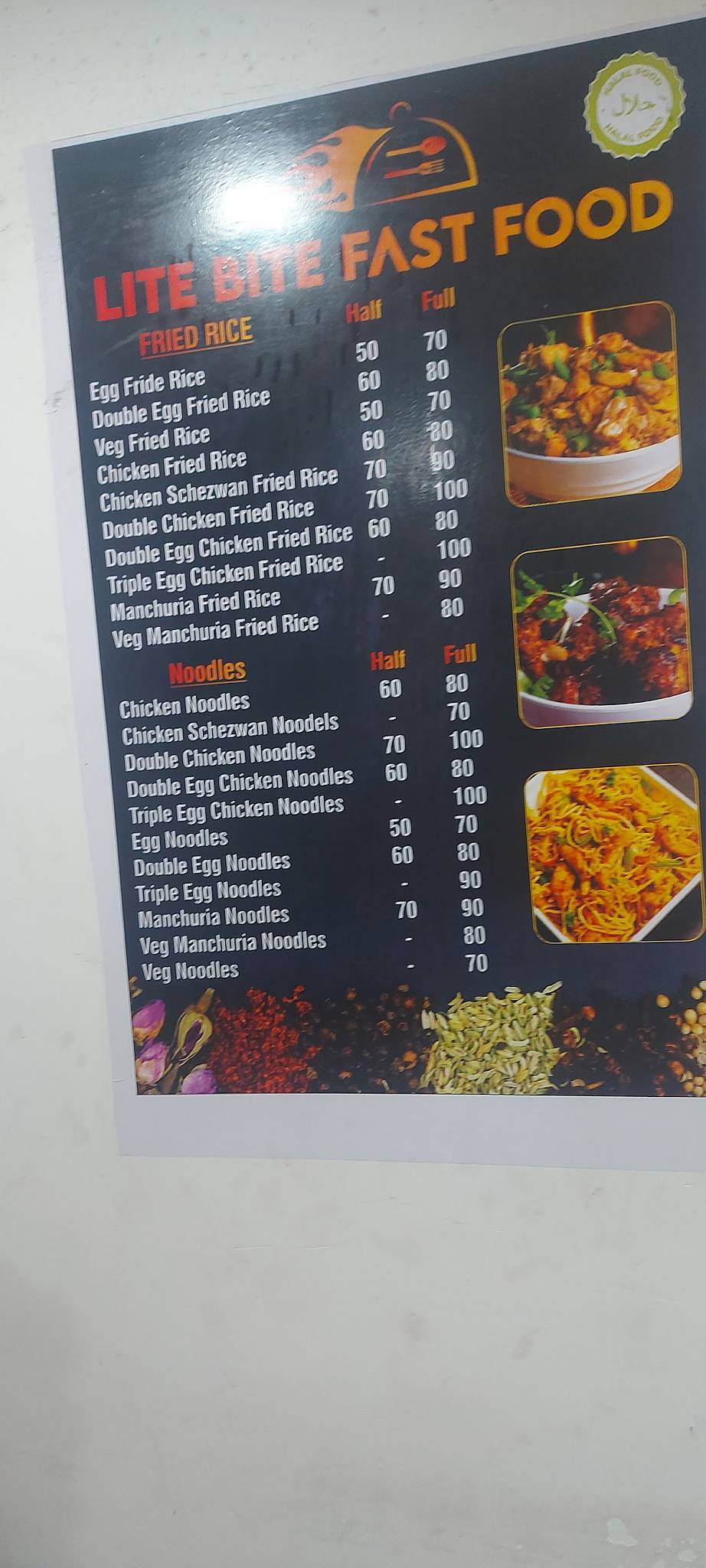 Menu at Lite Bite Fast Food, Hyderabad