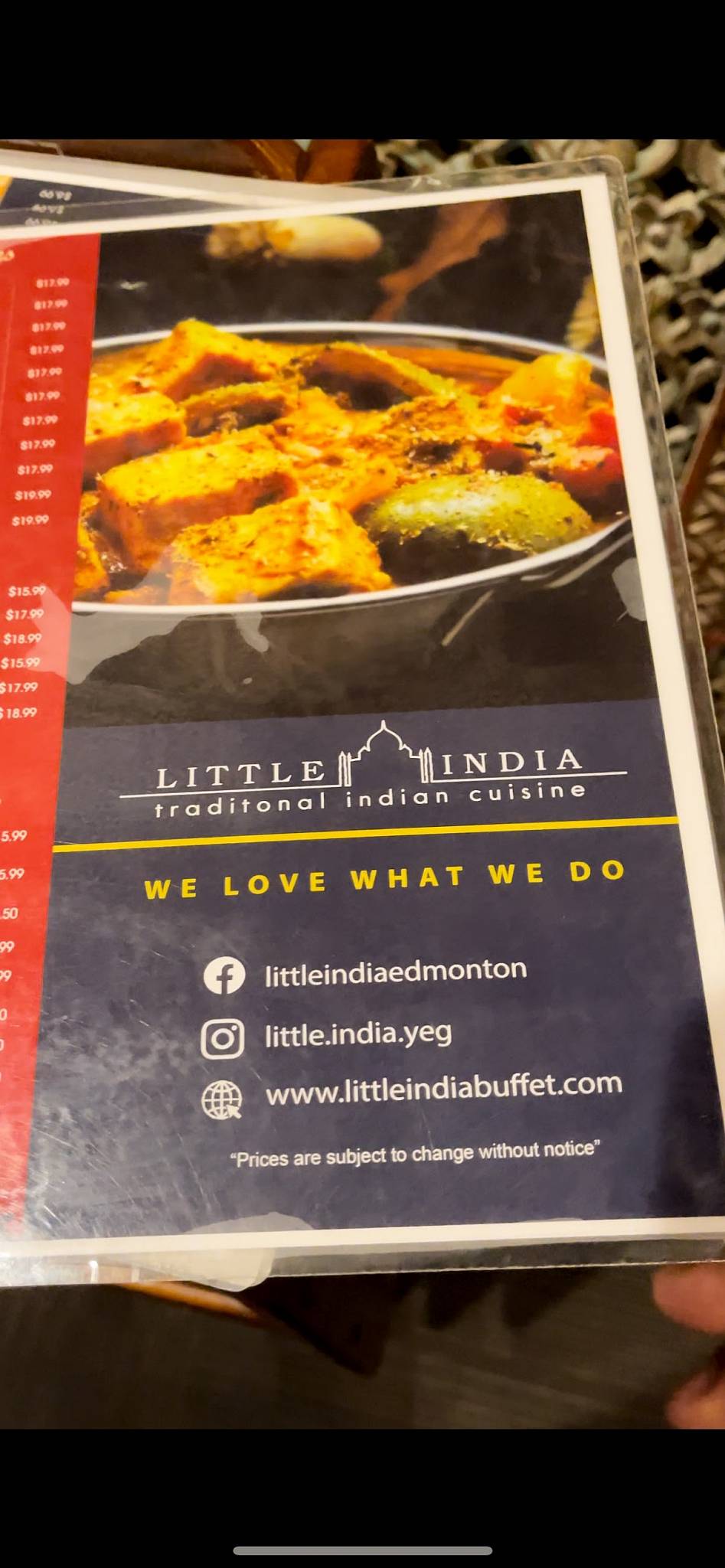 Menu at Little India Restaurant, Voted Best Indian, Buffet, Dine-in ...