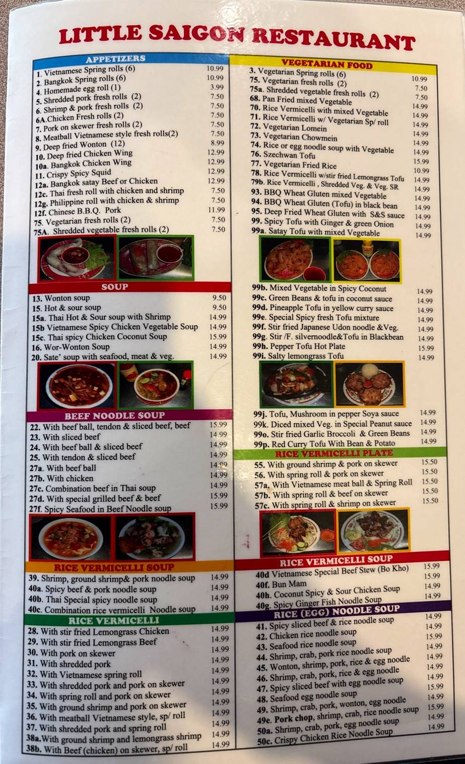 Menu at Little Saigon Restaurant, Regina, 817 Victoria Ave