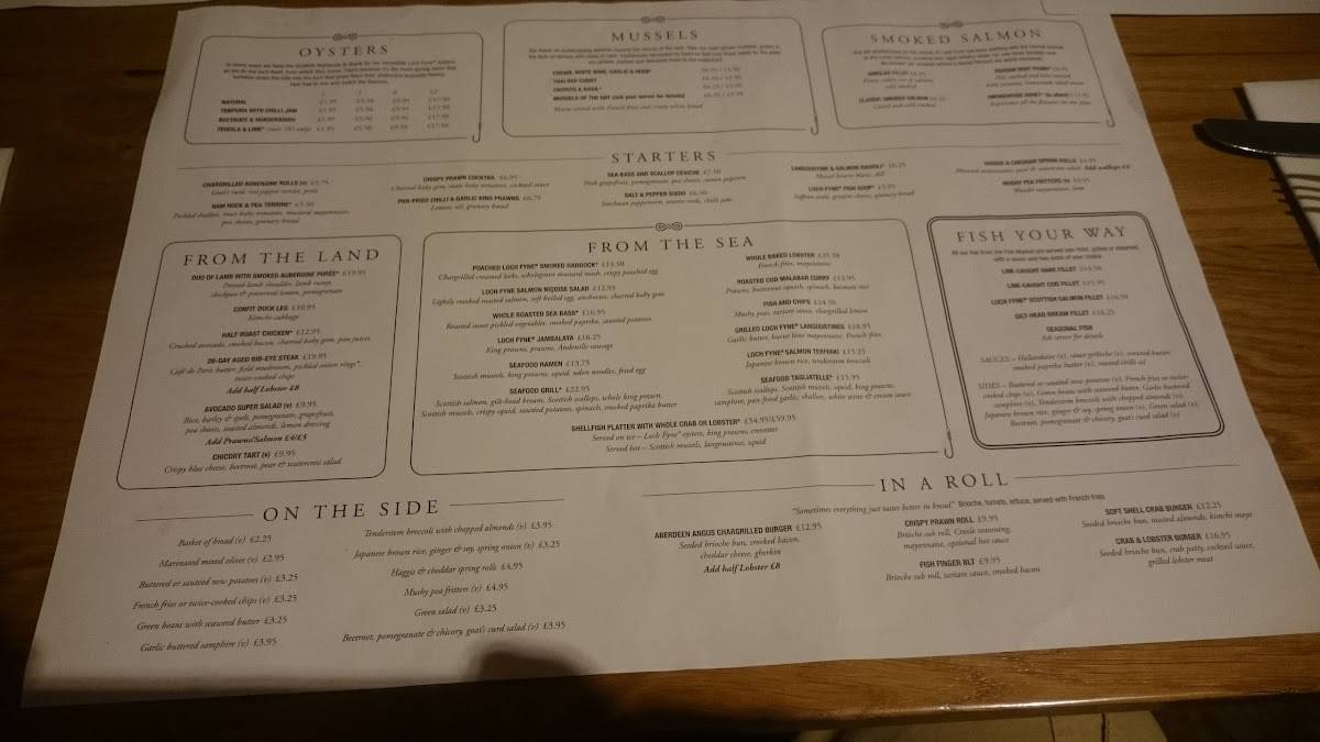 Menu at Loch Fyne Restaurant Henley, Henley-on-Thames, 20 Market Pl