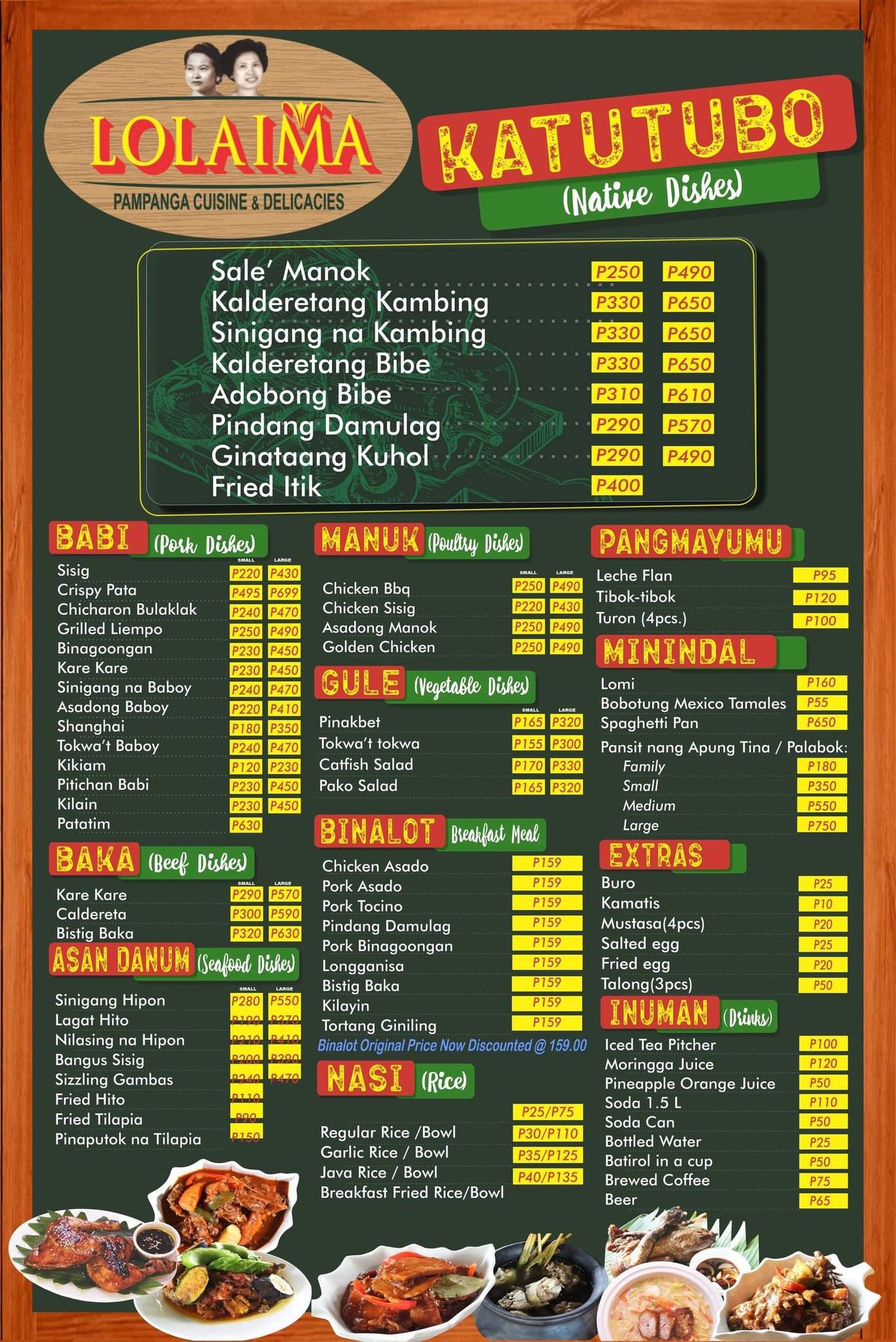 Menu at Lola Ima Pampanga Cuisine restaurant, San Fernando