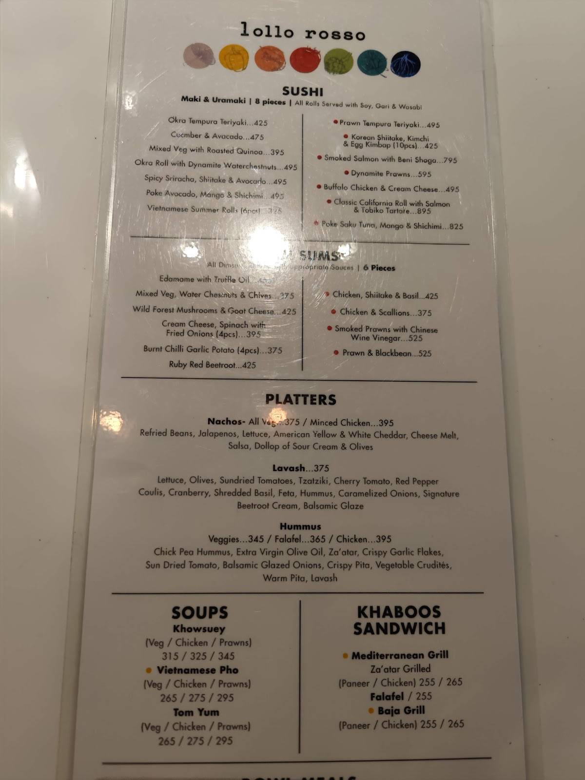 Menu at Lollo Rosso, Ahmedabad, Lollo rosso