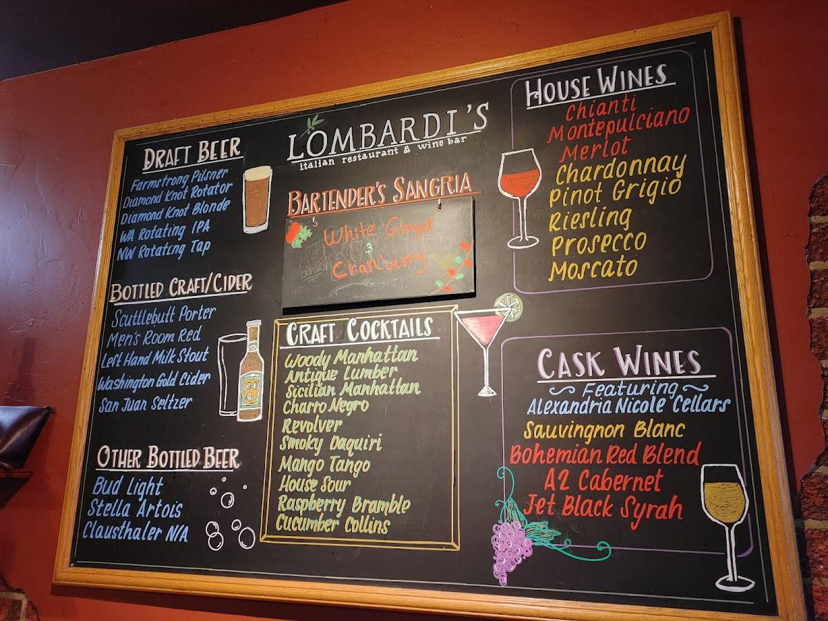 Menu at Lombardi's in Everett, Everett