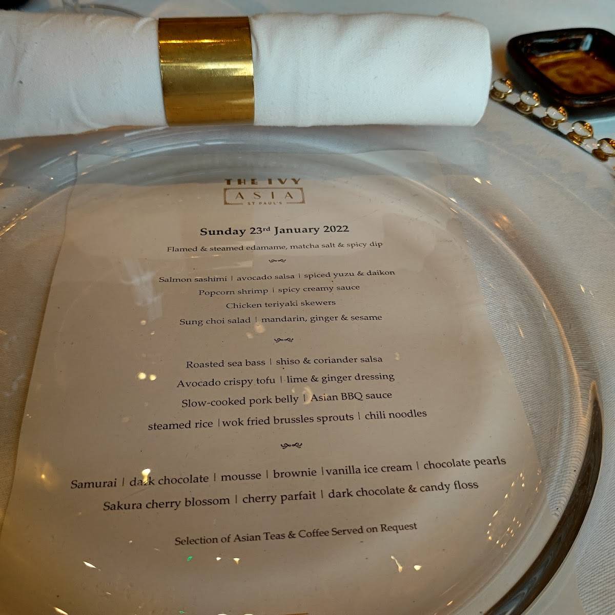 Menu at The Ivy Asia St Paul's restaurant, London