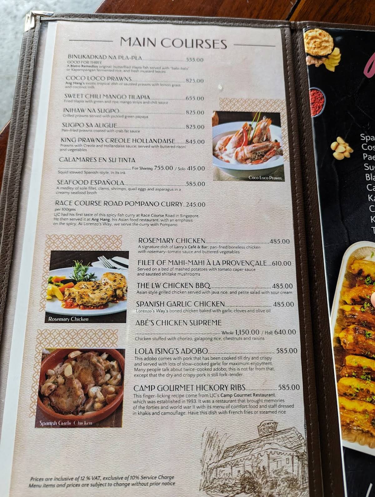 Menu at Lorenzo's Way restaurant, Taguig, 2nd Level