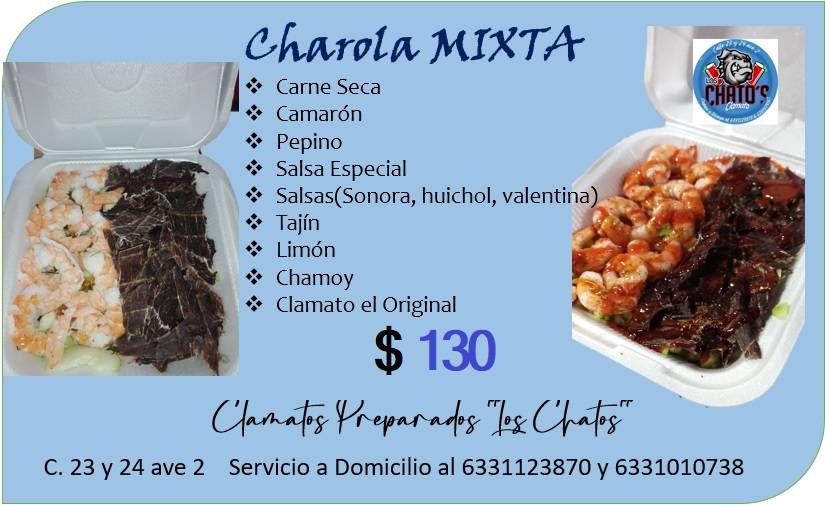 Carta del restaurante Los Chatos Clamatos y Botanas, Agua Prieta