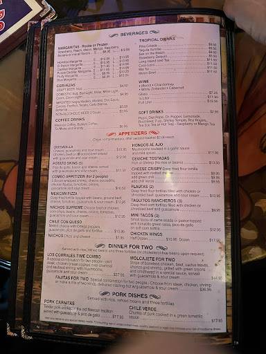 Menu at Los Corrales restaurant, Show Low, 59 W Deuce of Clubs