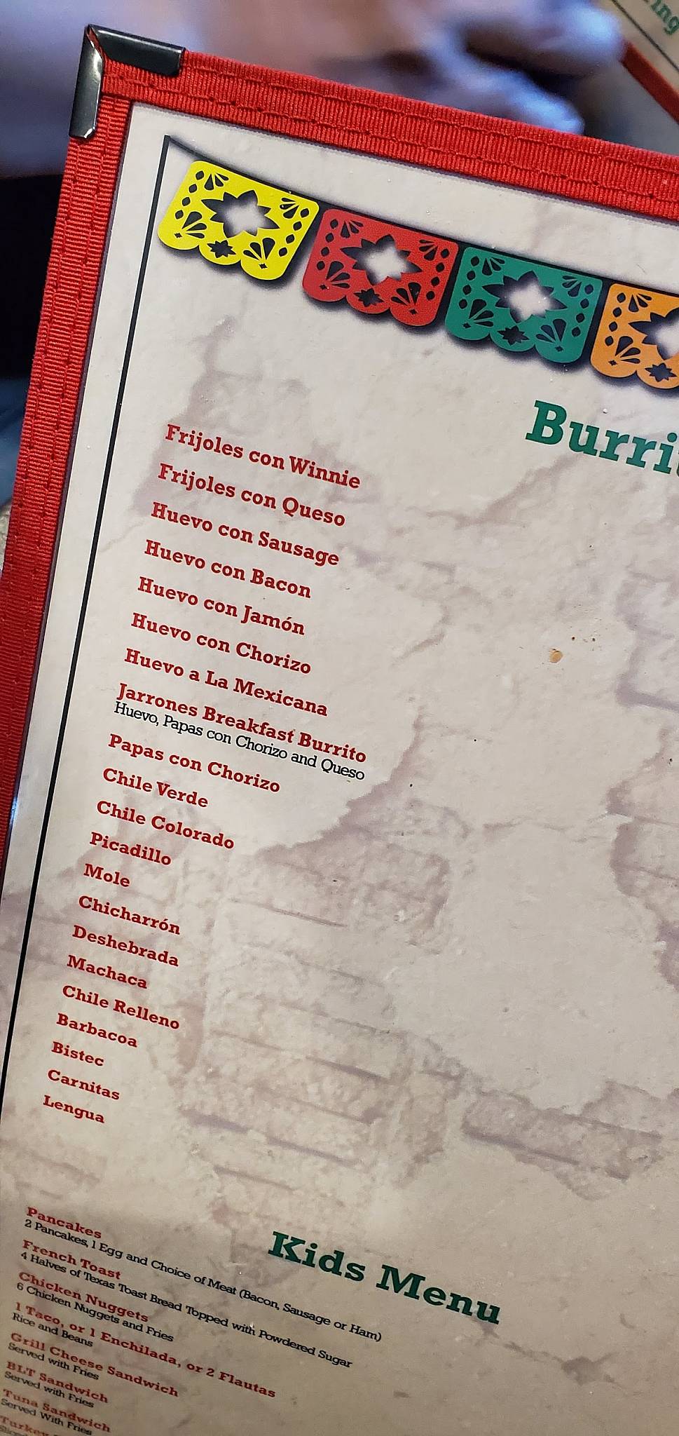 Menu at Los Jarrones restaurant, El Paso, 170 Redd Rd