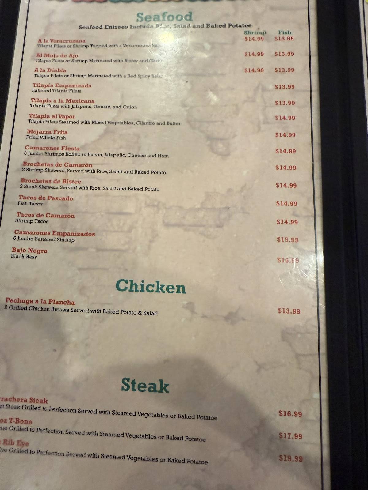 Menu at Los Jarrones restaurant, El Paso, 170 Redd Rd