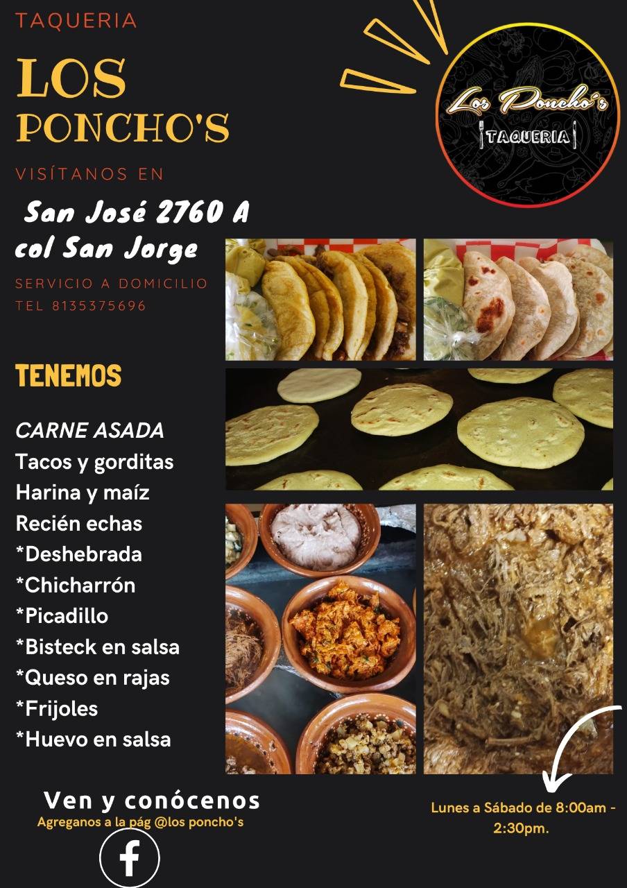 Menu at Los Poncho's restaurant, Monterrey