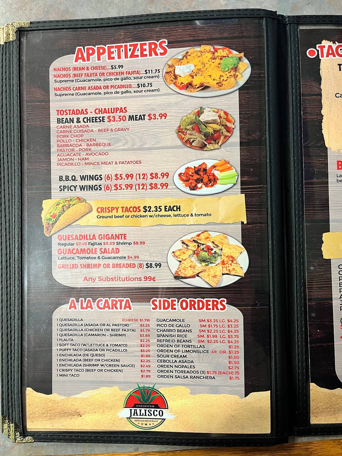 Menu at Los Ranchos de Jalisco Mexican Restaurant, D'Hanis