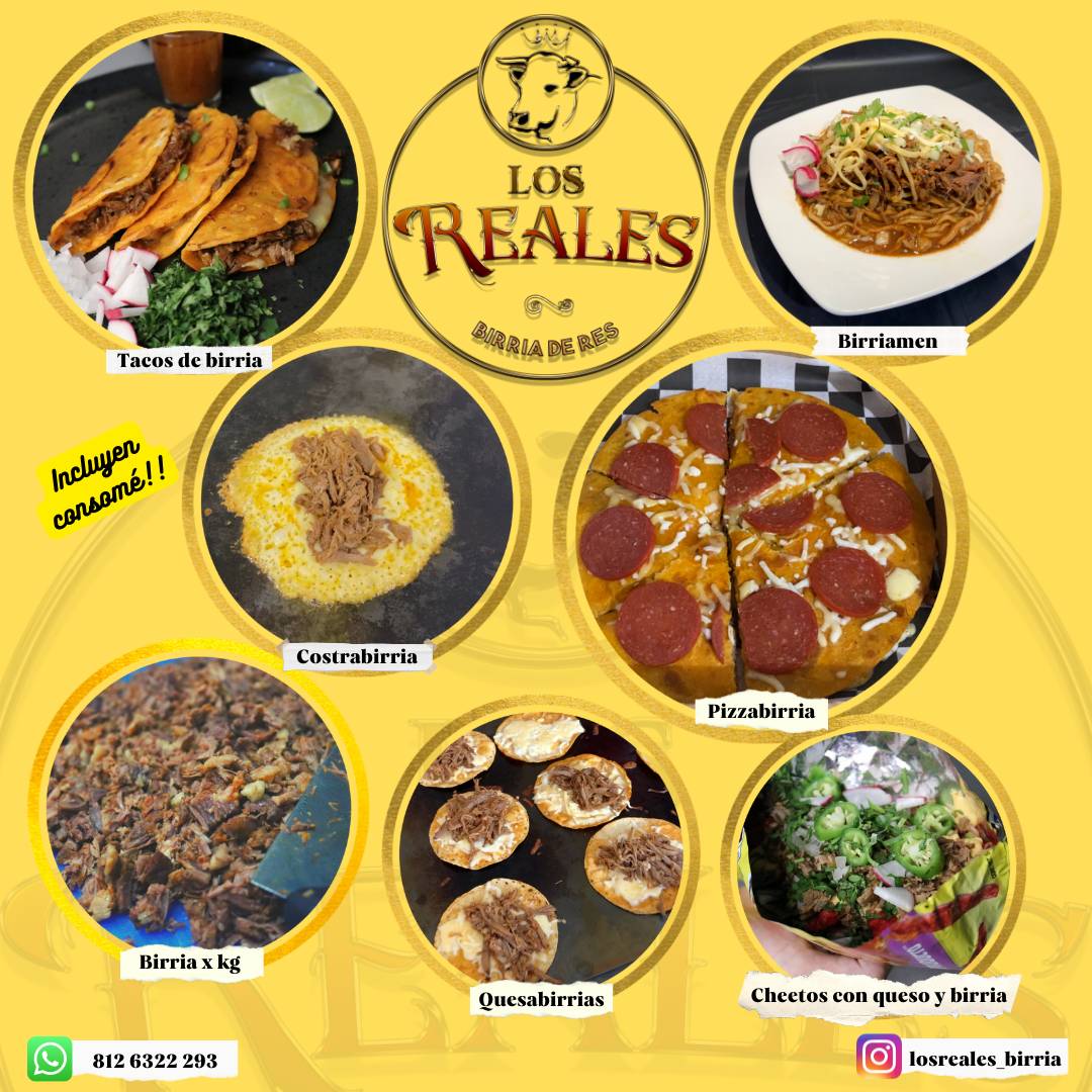 Menu at Los Reales Birria de Res restaurant, San Nicolás de los Garza
